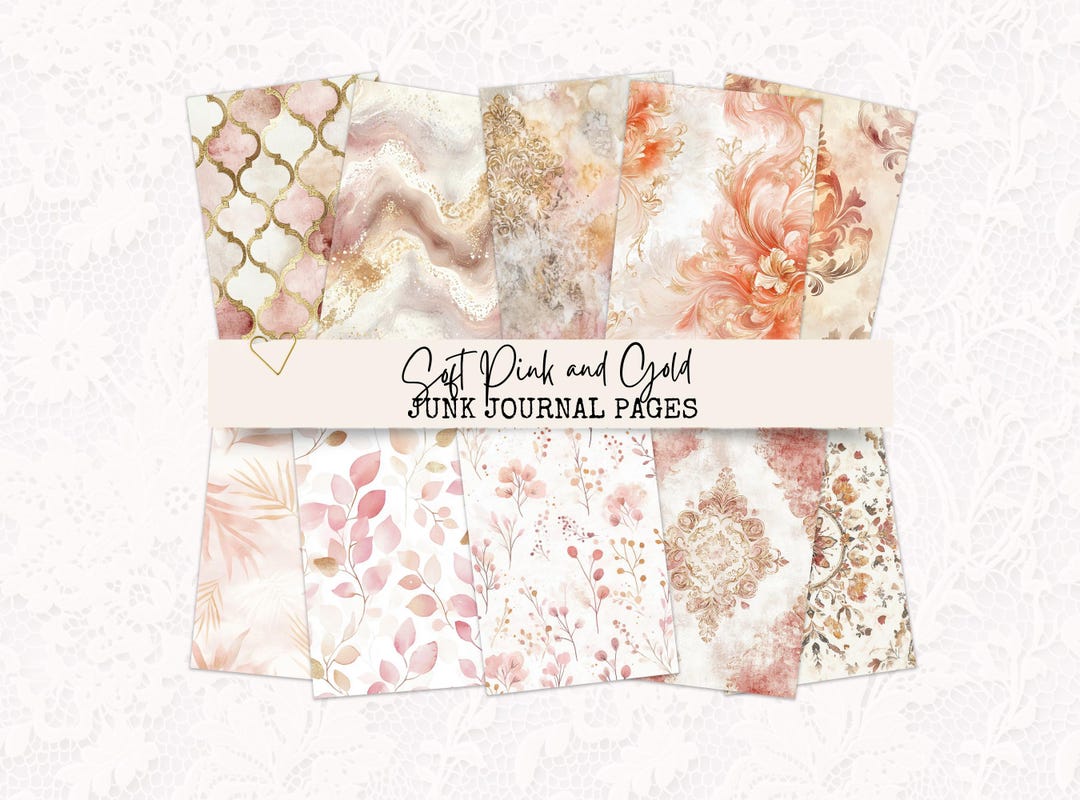 Soft Pink & Gold Junk Journal Printable Pages Vintage Junk Journal Kit ...