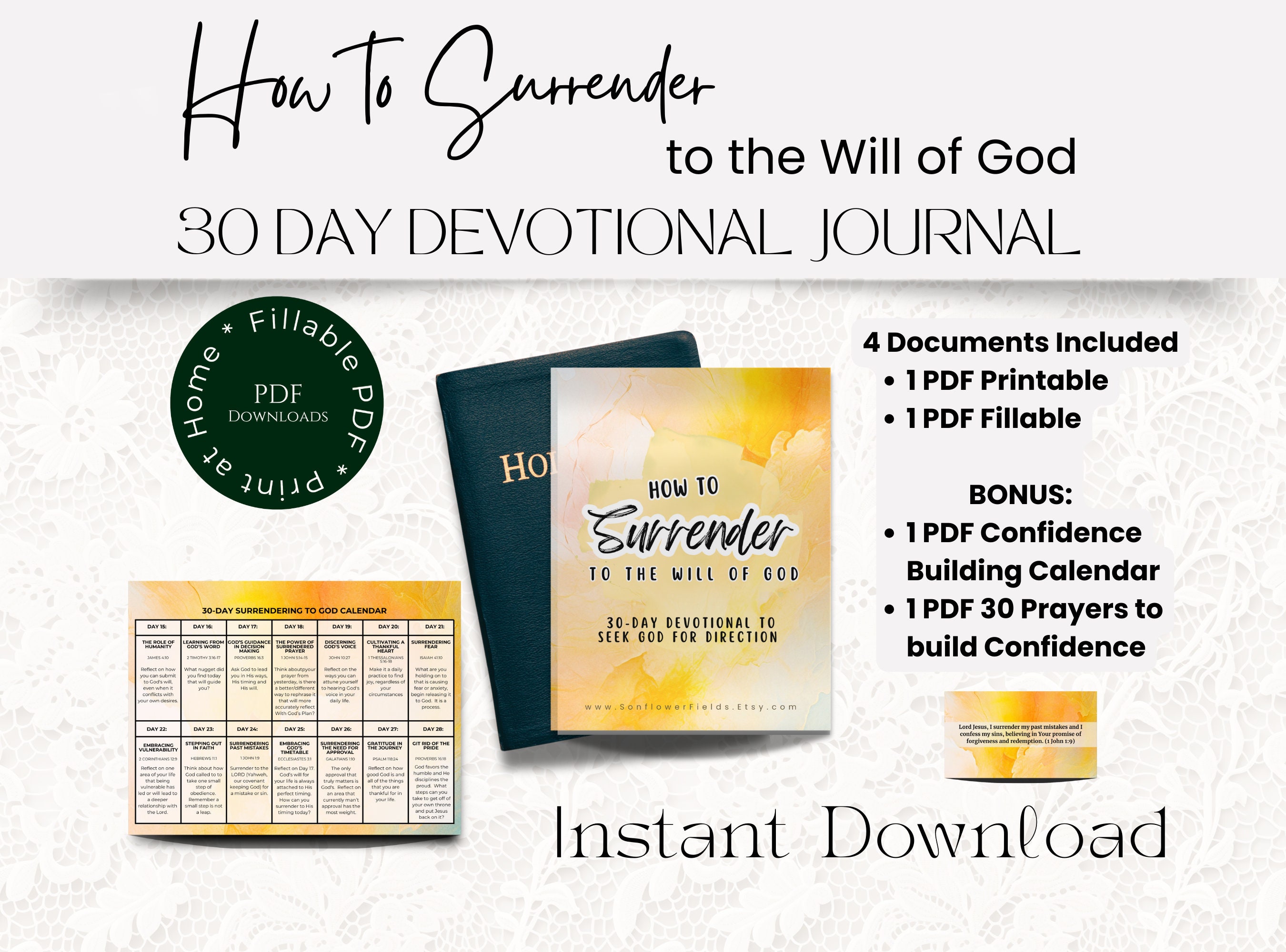 How to Surrender to the Will of God 30 Day Devotional Journal | Instant ...