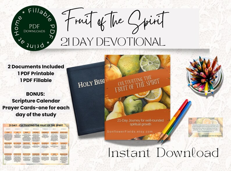 Fruit of the Spirit Printable and Fillable PDF Devotional Journal for ...