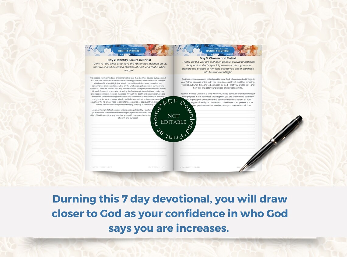My Identity in Christ Printable and Fillable PDF 7 Day Mini-devotional ...