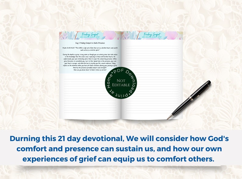 Grief and Loss Printable and Fillable PDF 21 Day Devotional Journal ...