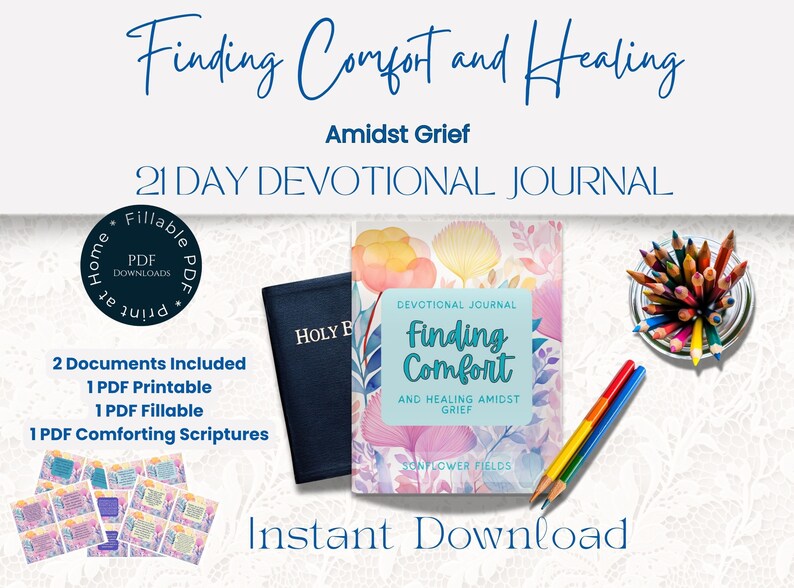 Grief and Loss Printable and Fillable PDF 21 Day Devotional Journal ...