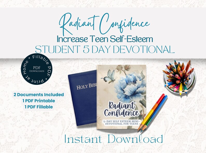 Teen Self-esteem Printable and Fillable PDF 5 Day Mini-devotional ...