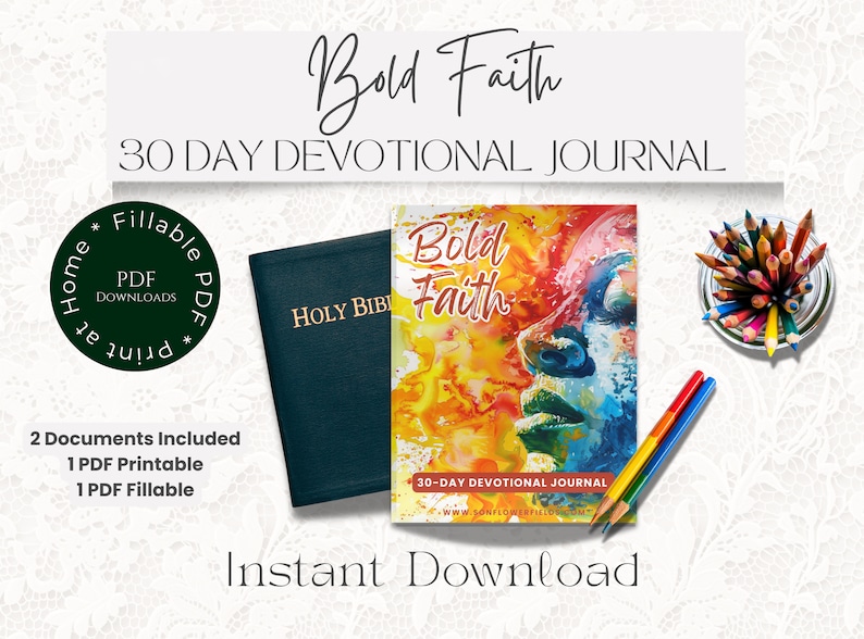 BOLD Faith Printable and Fillable PDF 30 Day Devotional Journal With ...