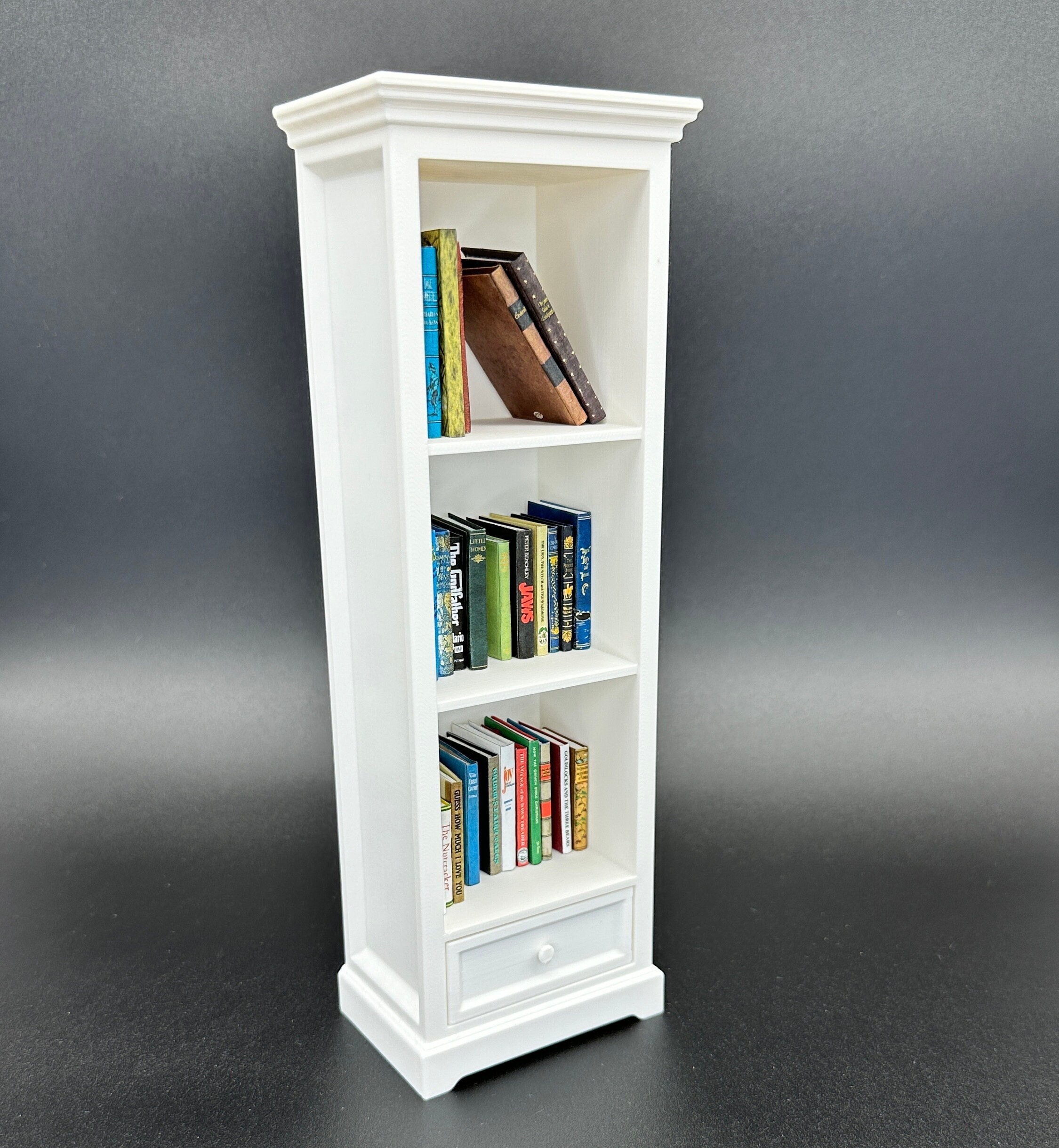 1/6 Scale Single Drawer 3 Shelf Mini Bookcase / Mini Brands Books ...