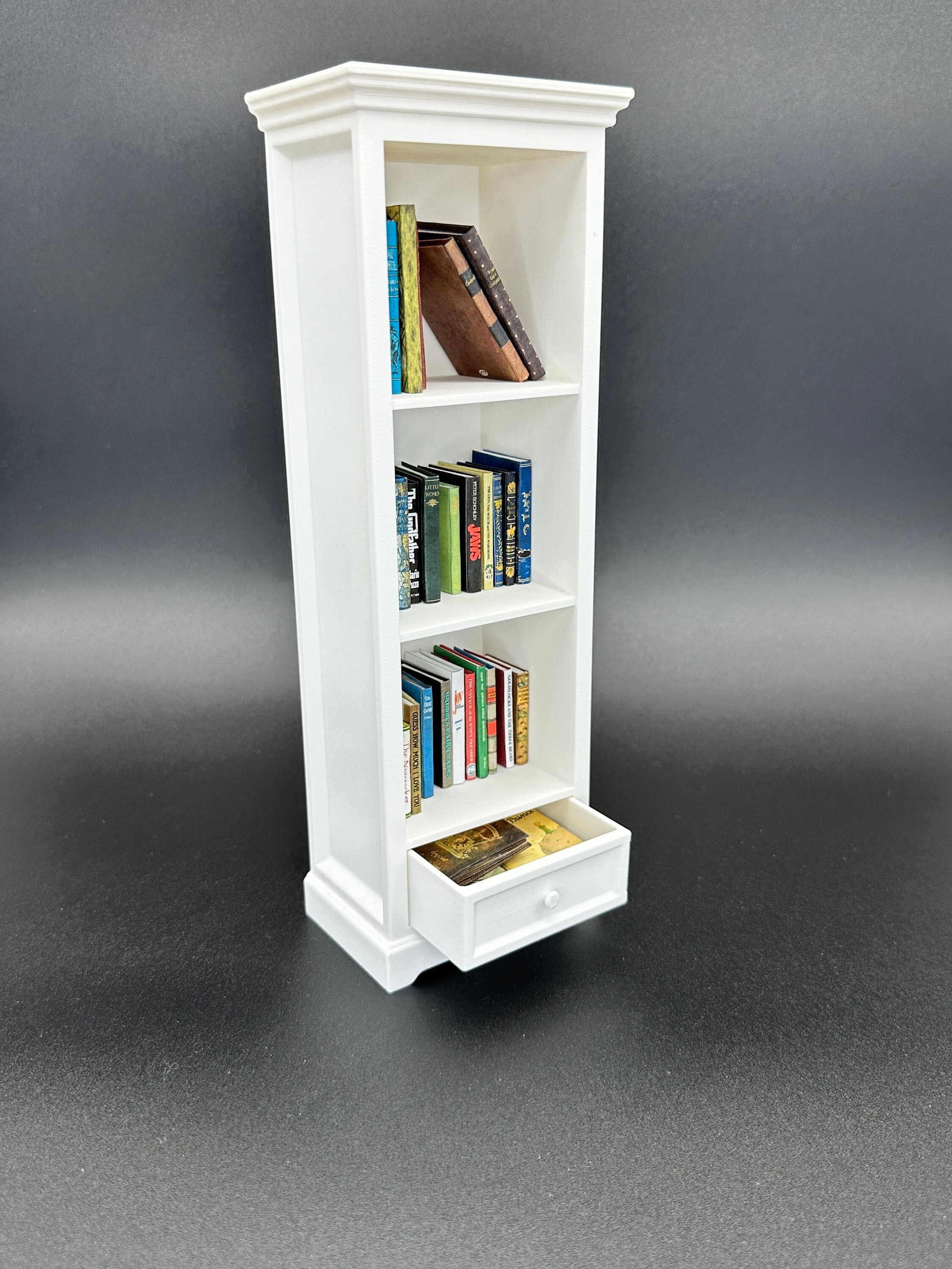 1/6 Scale Single Drawer 3 Shelf Mini Bookcase / Mini Brands Books ...