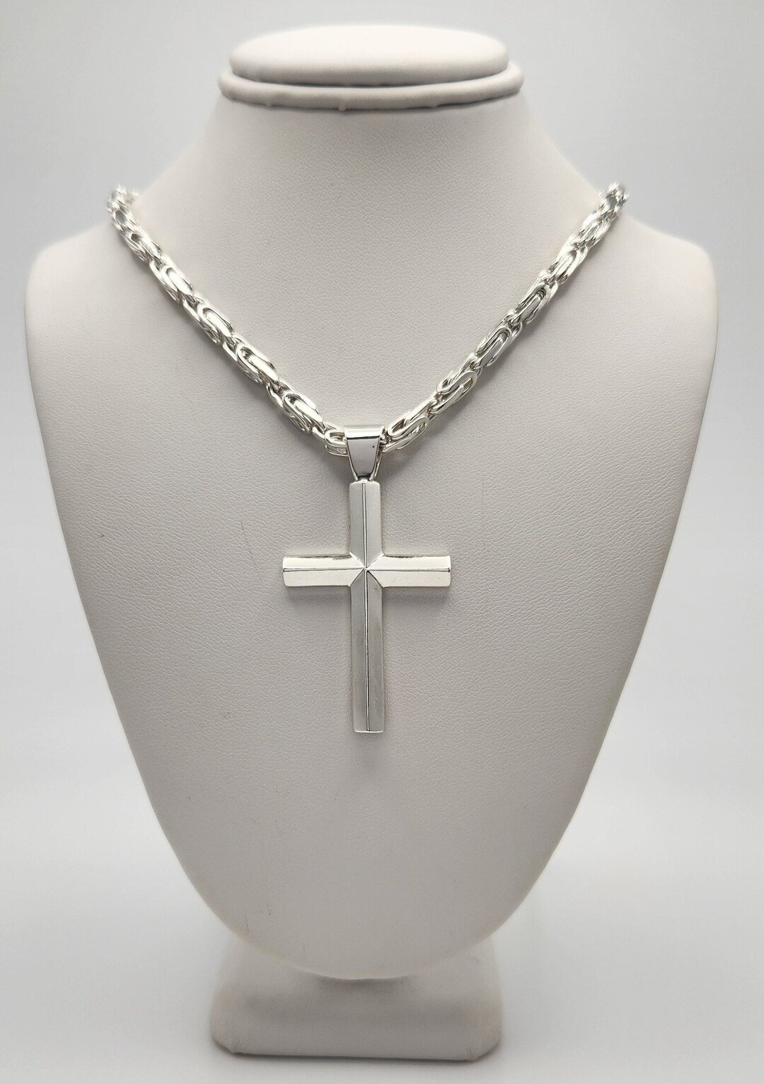 Men's Argentium Silver Cross With Moscow Bit Chain - Etsy