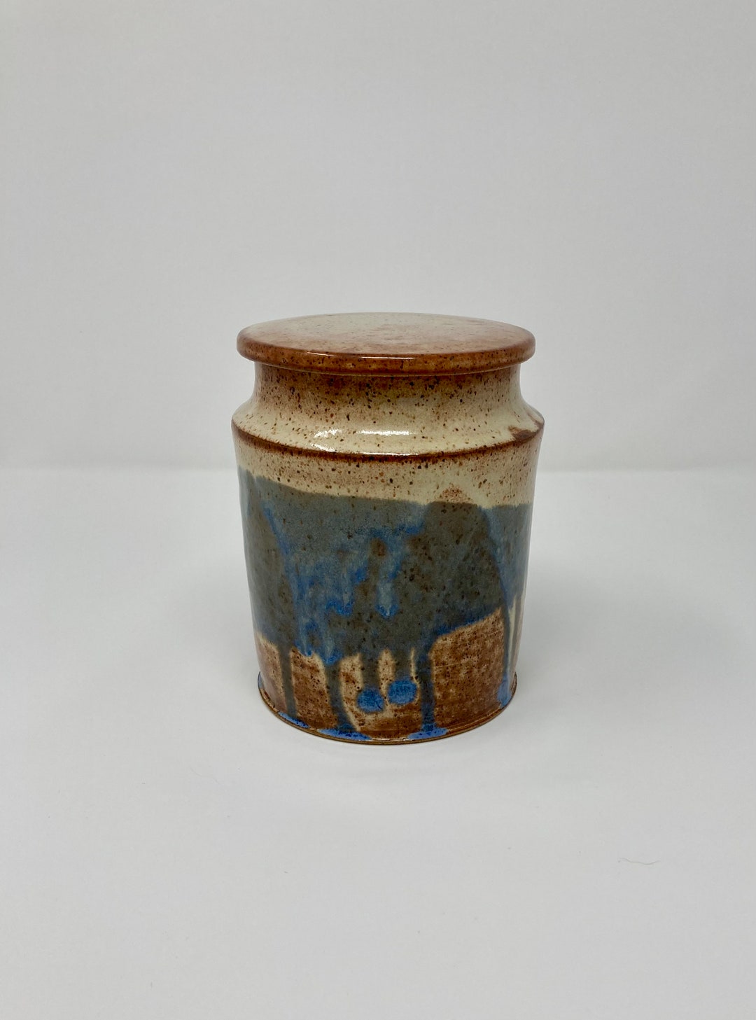 Shino and Rich Blue Lidded Ceramic Jar - Etsy