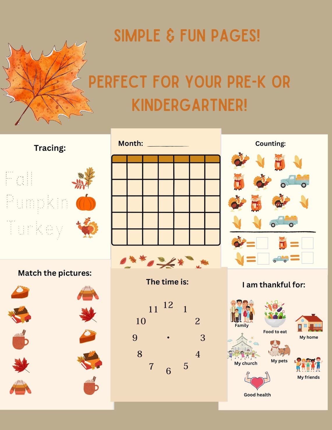 Fall Morning Menu Pages | Homeschool Morning Menu Pages | Preschool ...