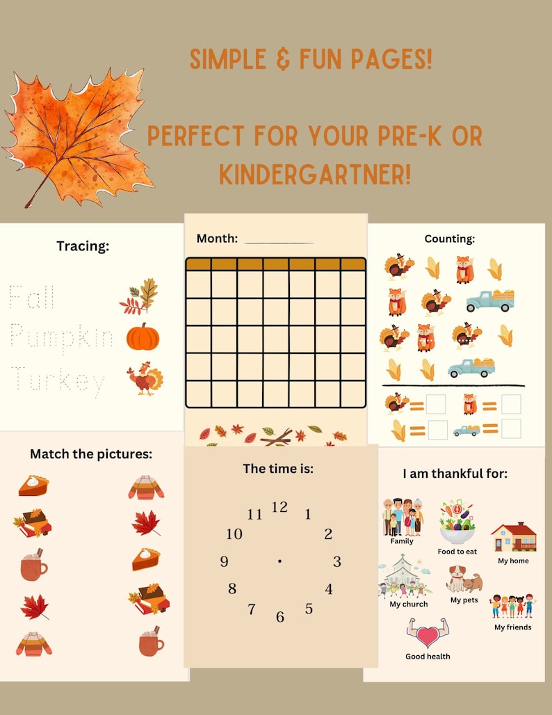 Fall Morning Menu Pages | Homeschool Morning Menu Pages | Preschool ...