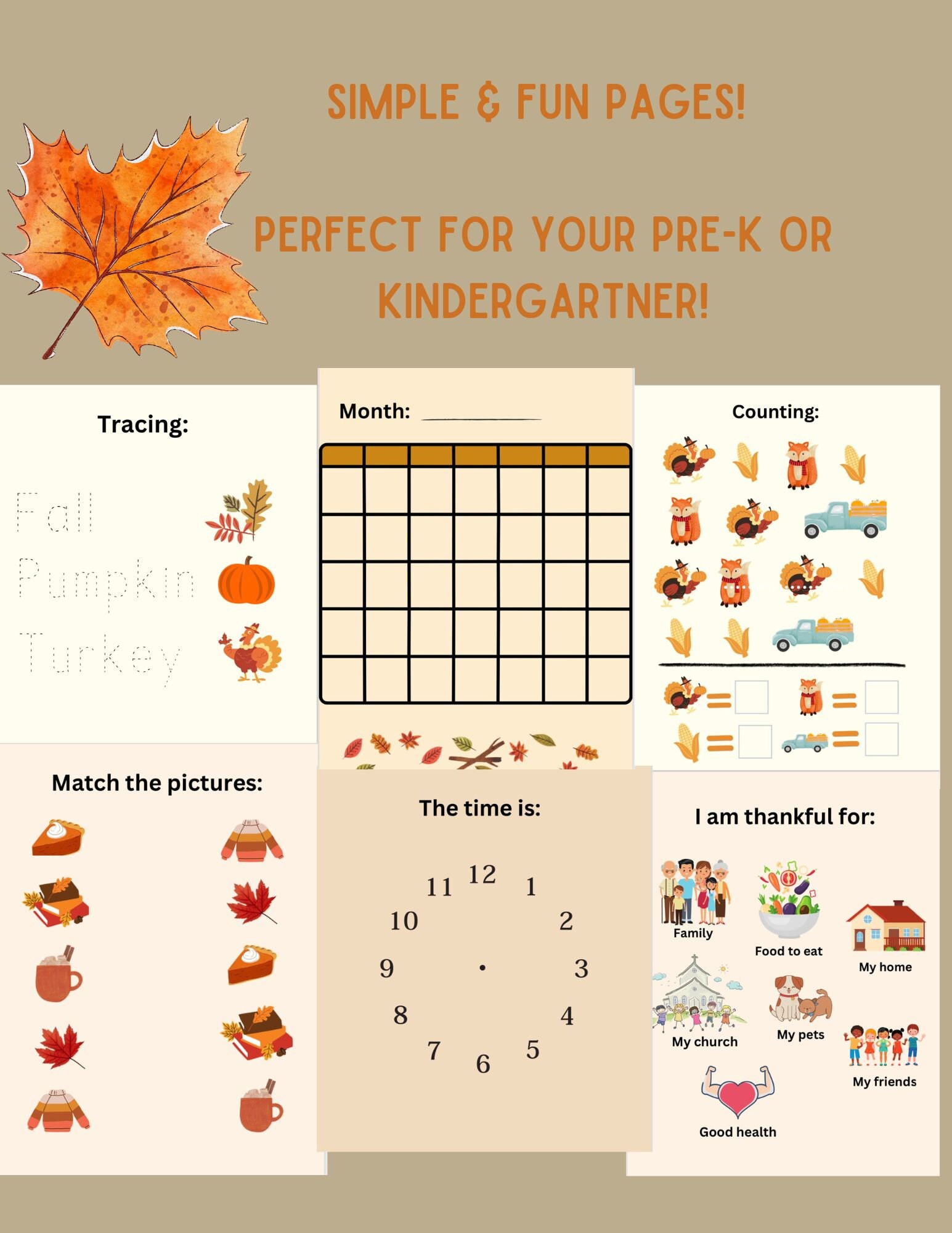Fall Morning Menu Pages | Homeschool Morning Menu Pages | Preschool ...