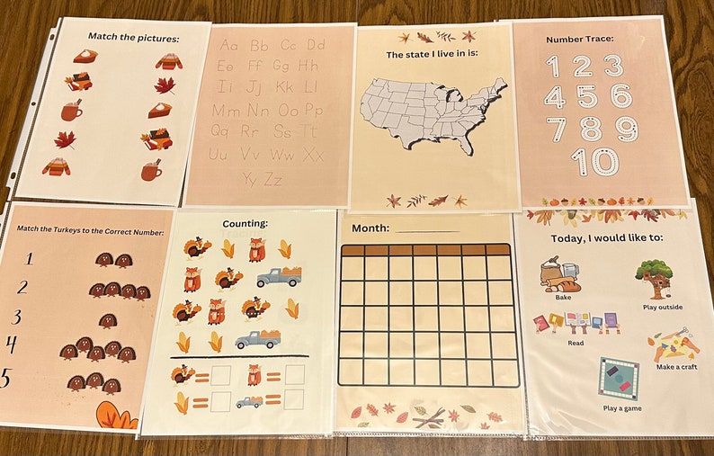 Fall Morning Menu Pages | Homeschool Morning Menu Pages | Preschool ...