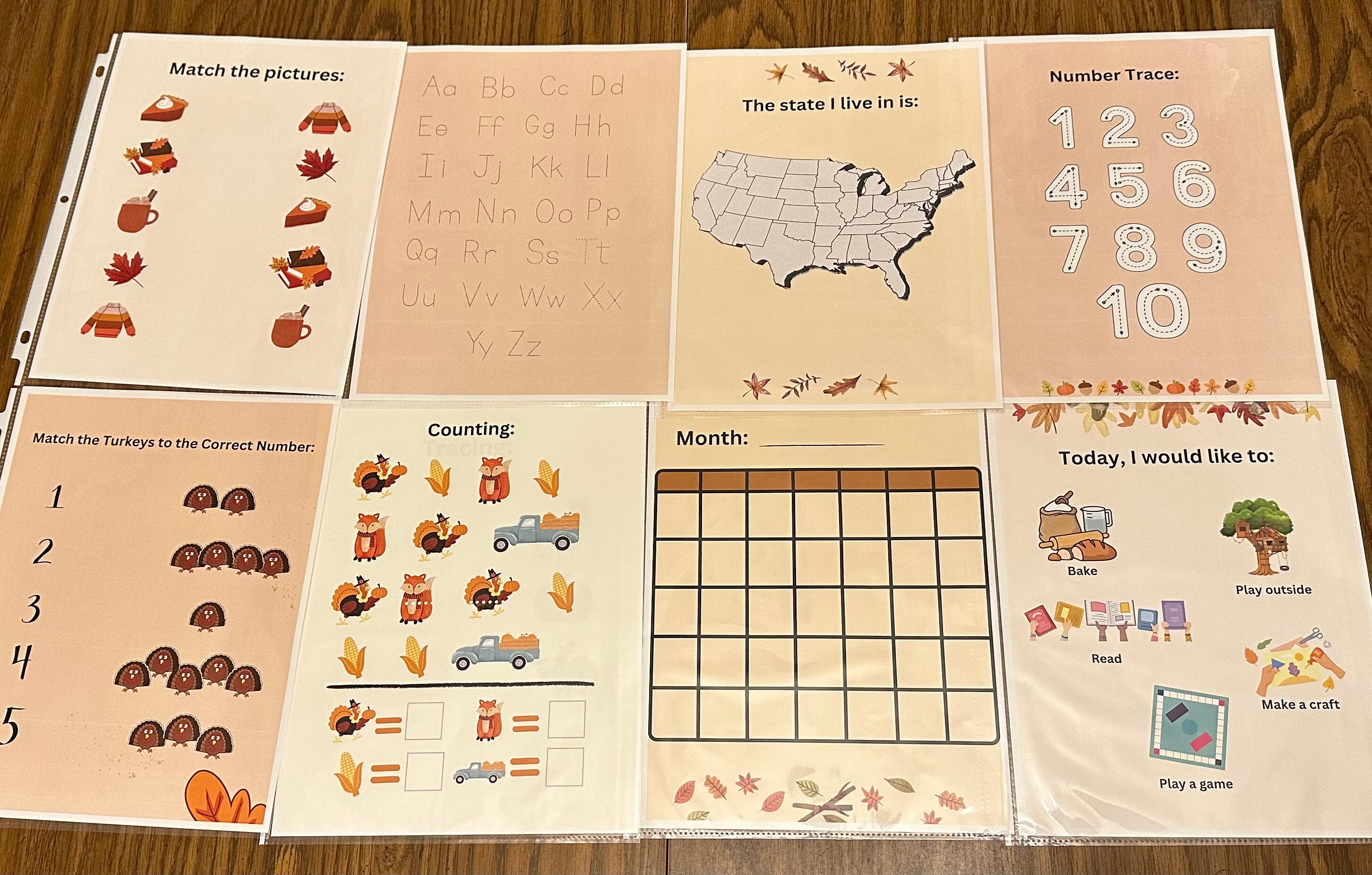 Fall Morning Menu Pages | Homeschool Morning Menu Pages | Preschool ...