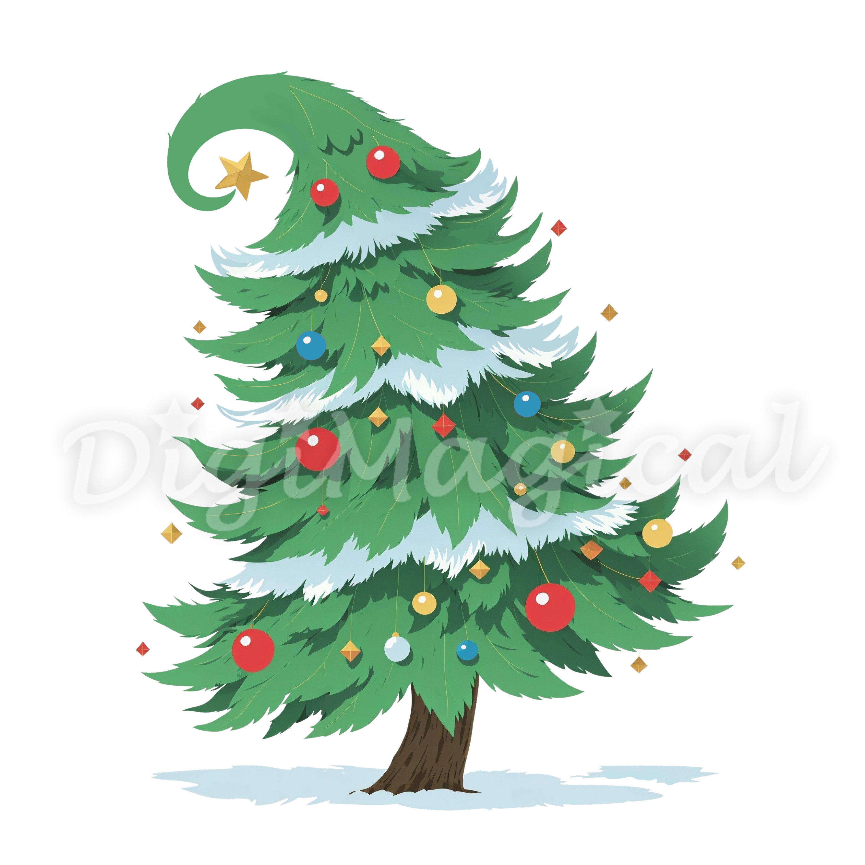 V5 Christmas Tree Clipart, Transparent PNG Plus JPG, Cartoony Christmas ...