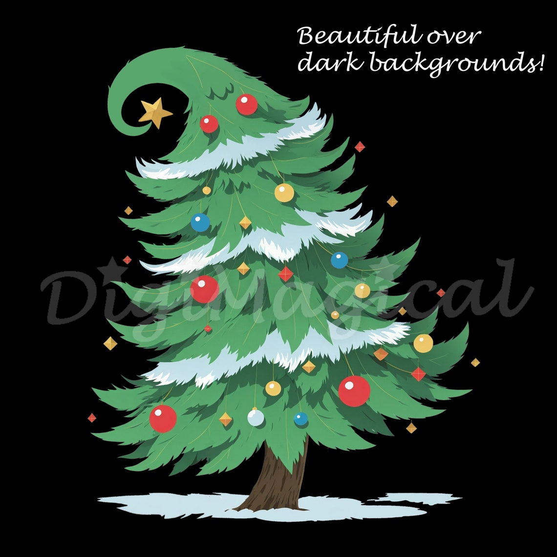 V5 Christmas Tree Clipart, Transparent PNG Plus JPG, Cartoony Christmas ...