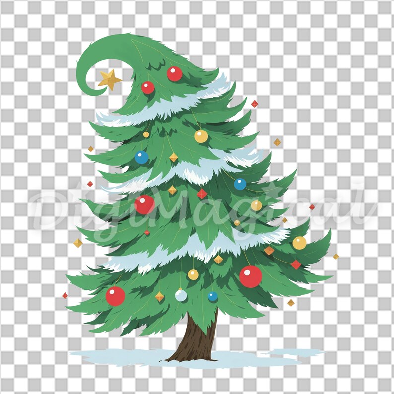 V5 Christmas Tree Clipart, Transparent PNG Plus JPG, Cartoony Christmas ...