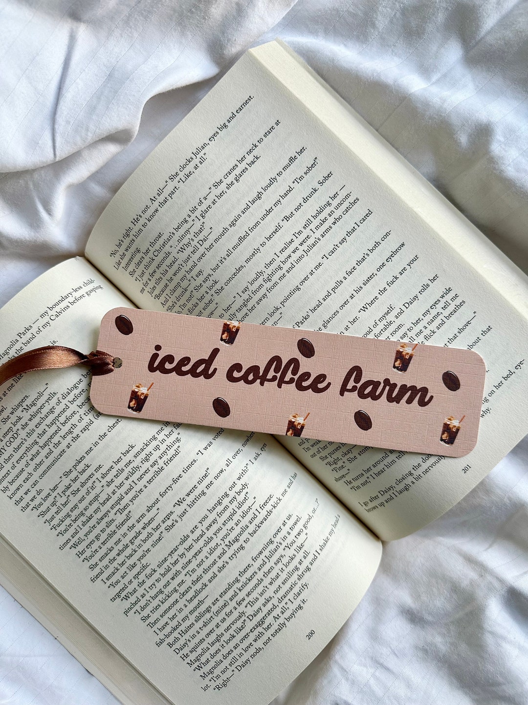 Iced Coffee Farm Bookmark Coffee Art Bookmark Cute Bookmark Brown ...
