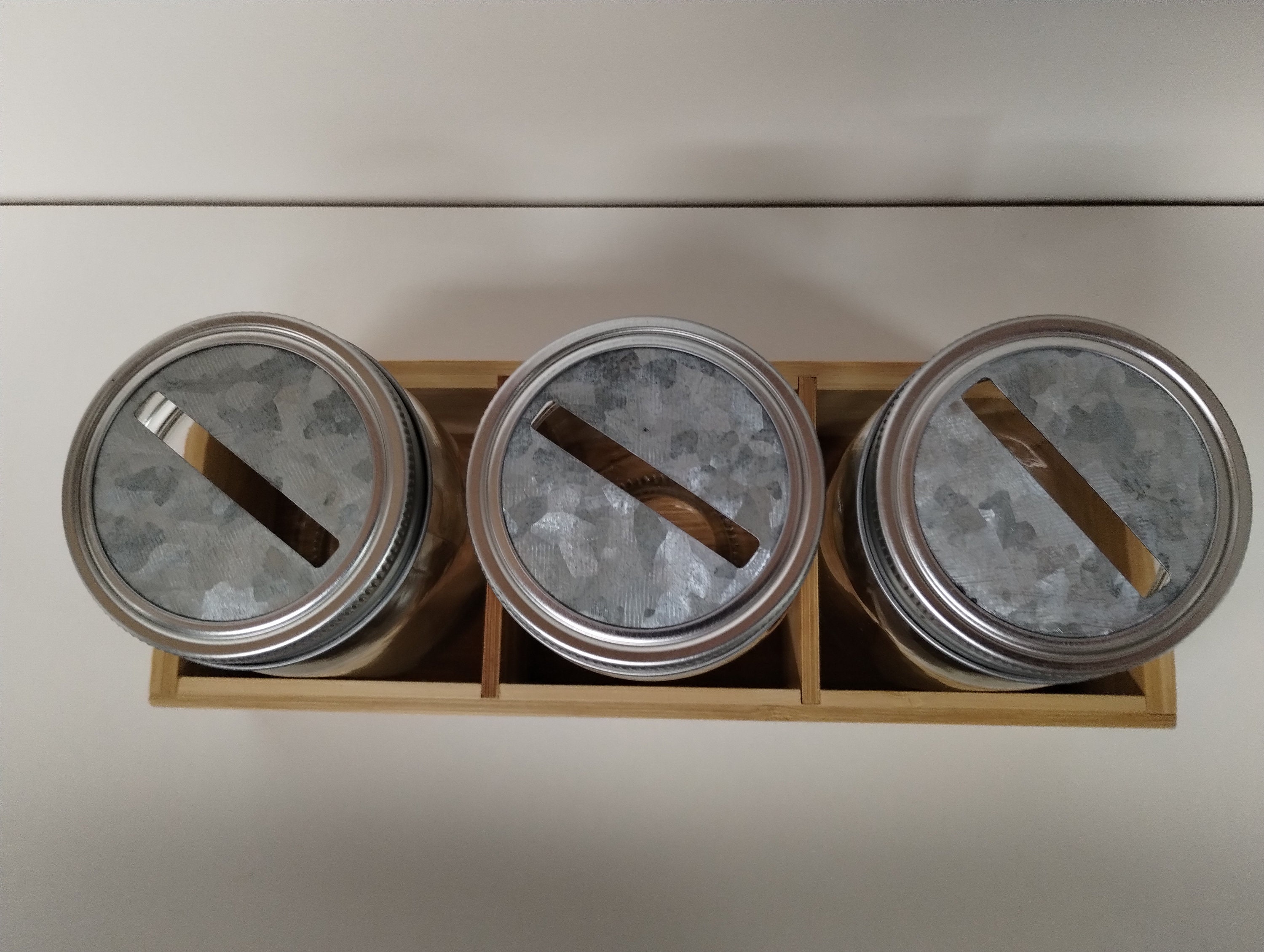 3-pack of 12oz Mason Jar Galvanized Coin Slot Lid W/caddy - Etsy