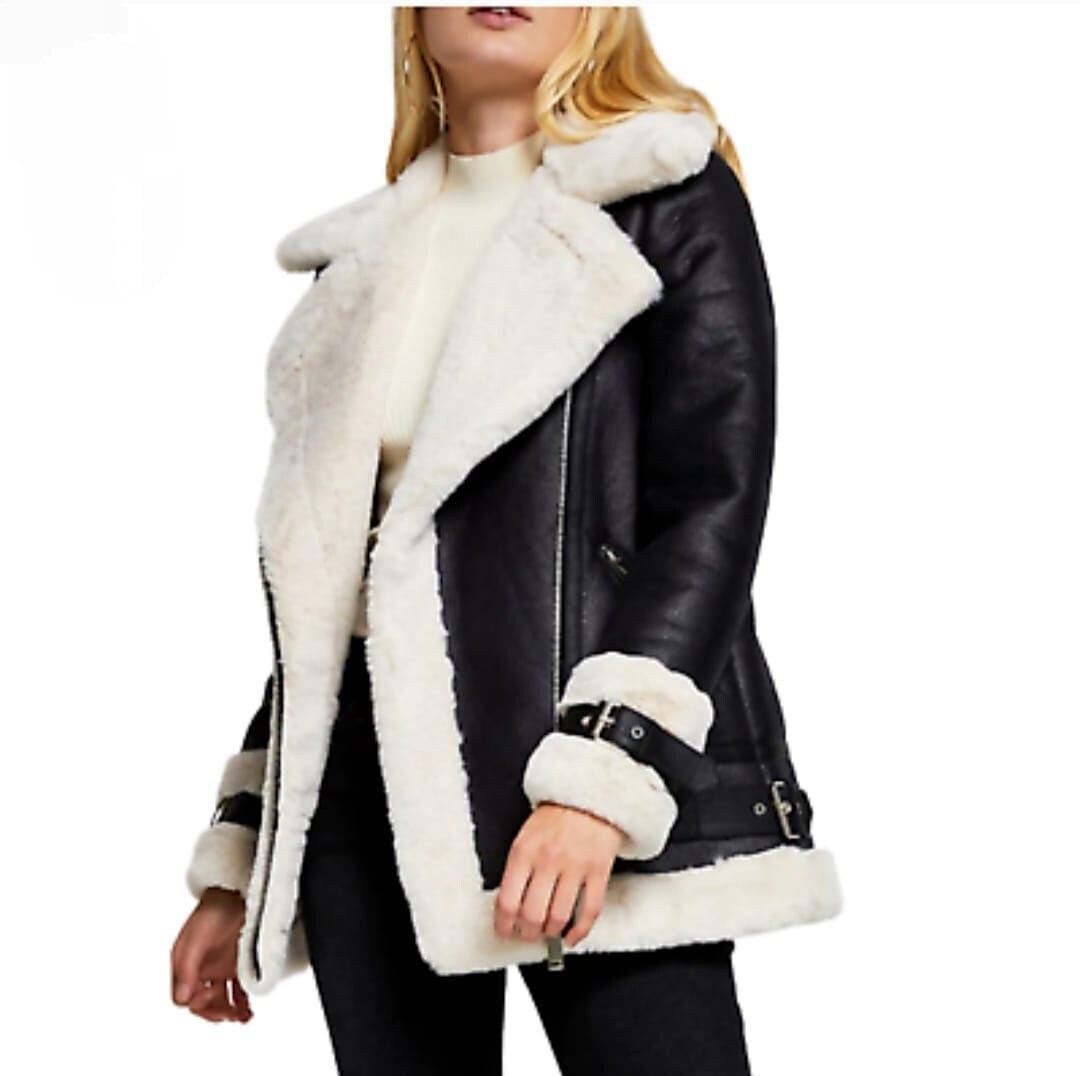 B3 RAF Bomber Aviator Flying Fur Shearling Real Leather Jacket Coat ...