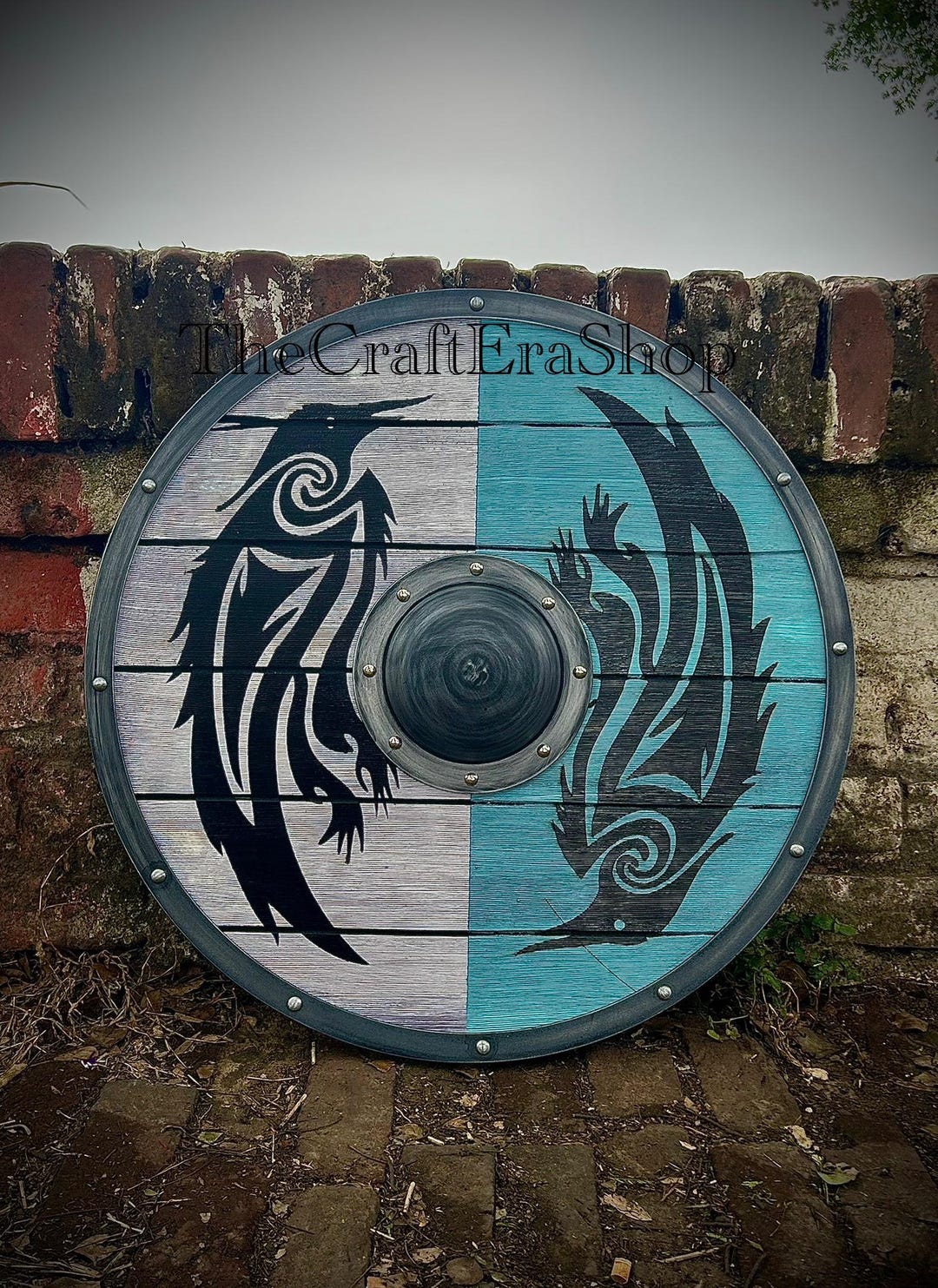 Eivor Valhalla Viking Shield, Wooden Round Battle Ready Shield, Viking ...