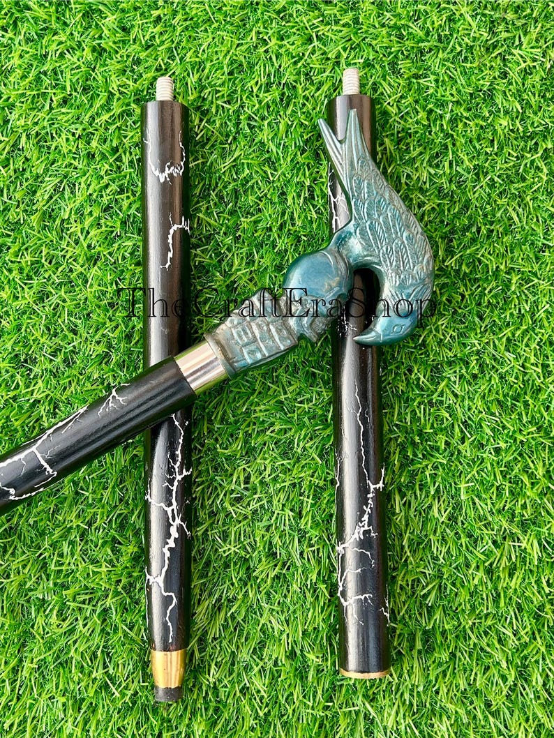 Raven Brass Handle Walking Cane: Gothic Steampunk Wooden Stick - Etsy