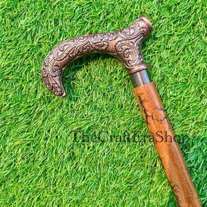 Carved Brass Handle Walking Cane: Lightning Strike Design - Etsy