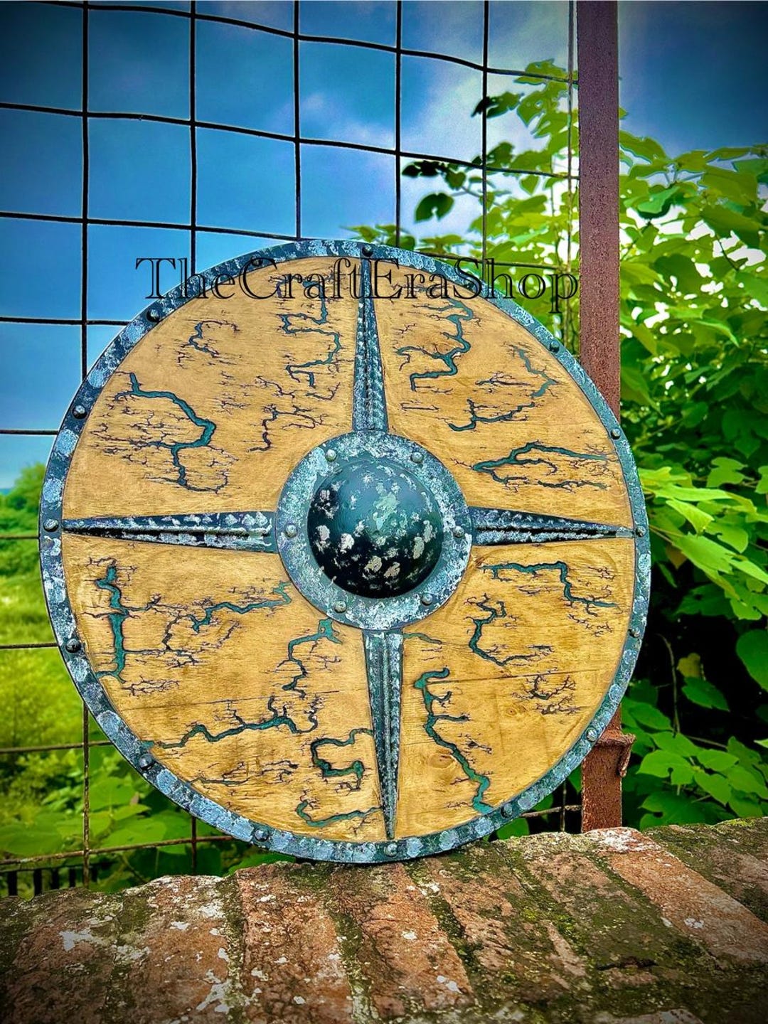Medieval Viking Shield Valhalla Viking Shield Lightning Strike Wooden ...