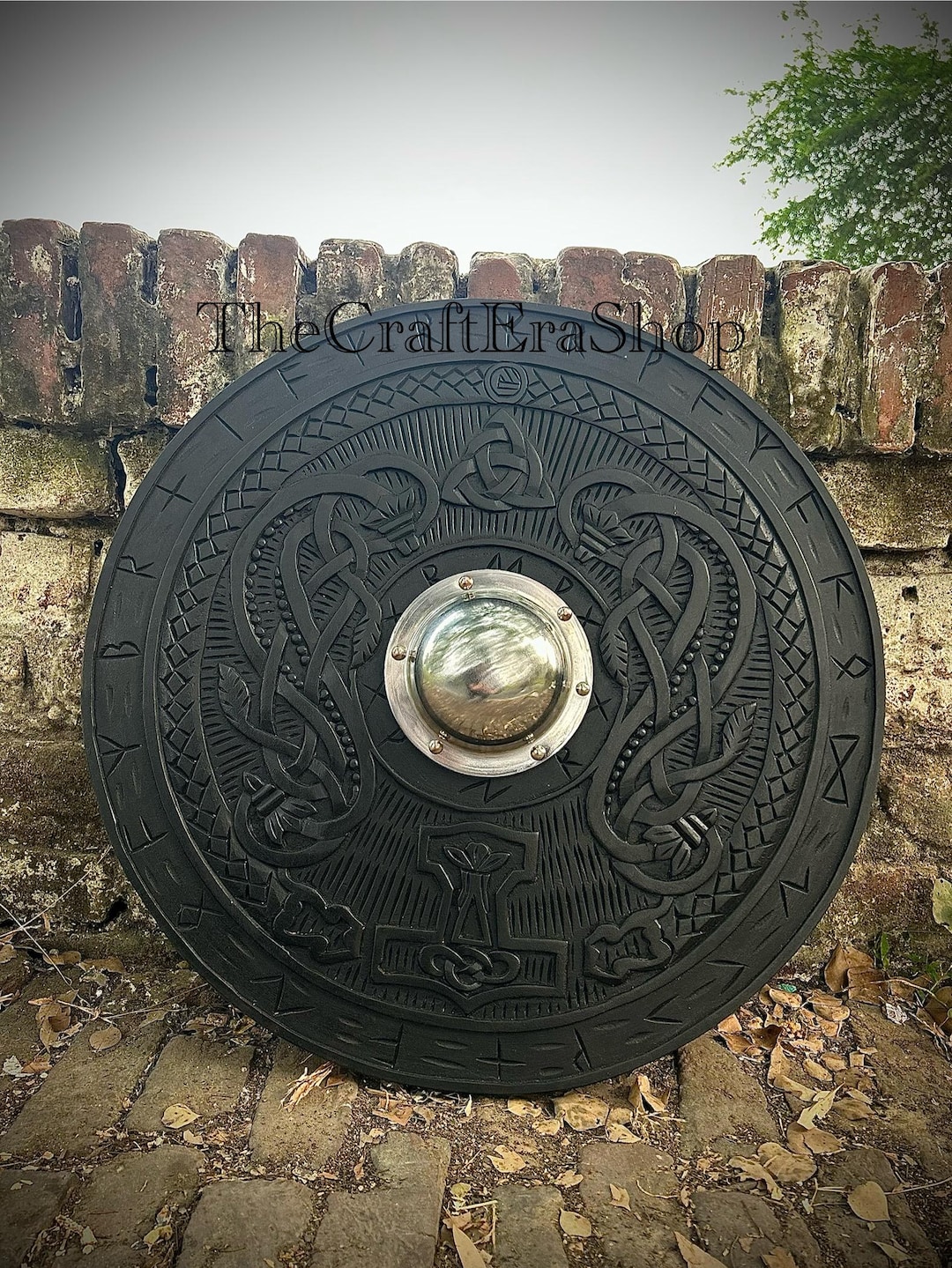 Norse Shield Viking Caved Shield | Ragnar Viking Shield | Wall Décor Hanging Shield | Valhalla ...