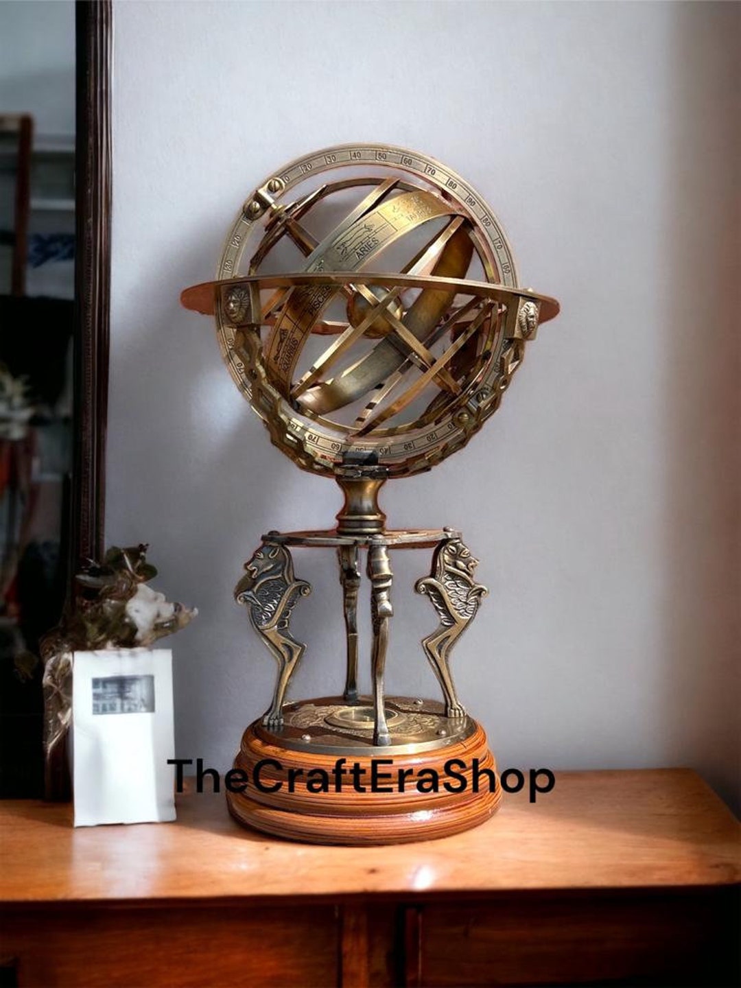 Brass Armillary Sphere Armillary for Desk and Table Decor, Engraved ...