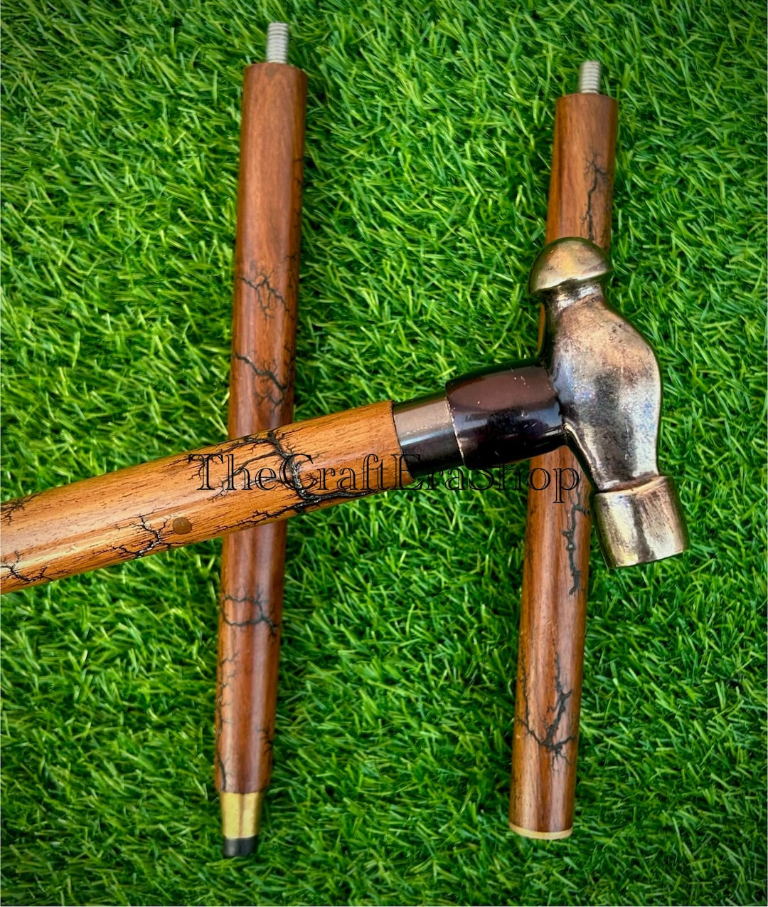Brass Hammer Handle Walking Cane: Lightning Strike Wood Stick - Etsy