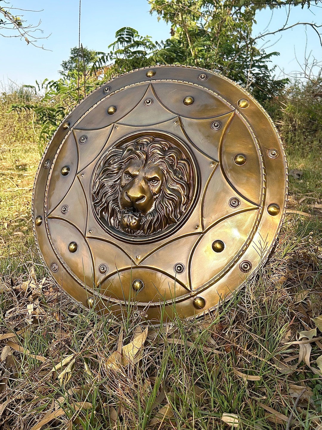 Medieval Lion Face Shield: Metal Viking Wall Decor (24-inch) - Etsy