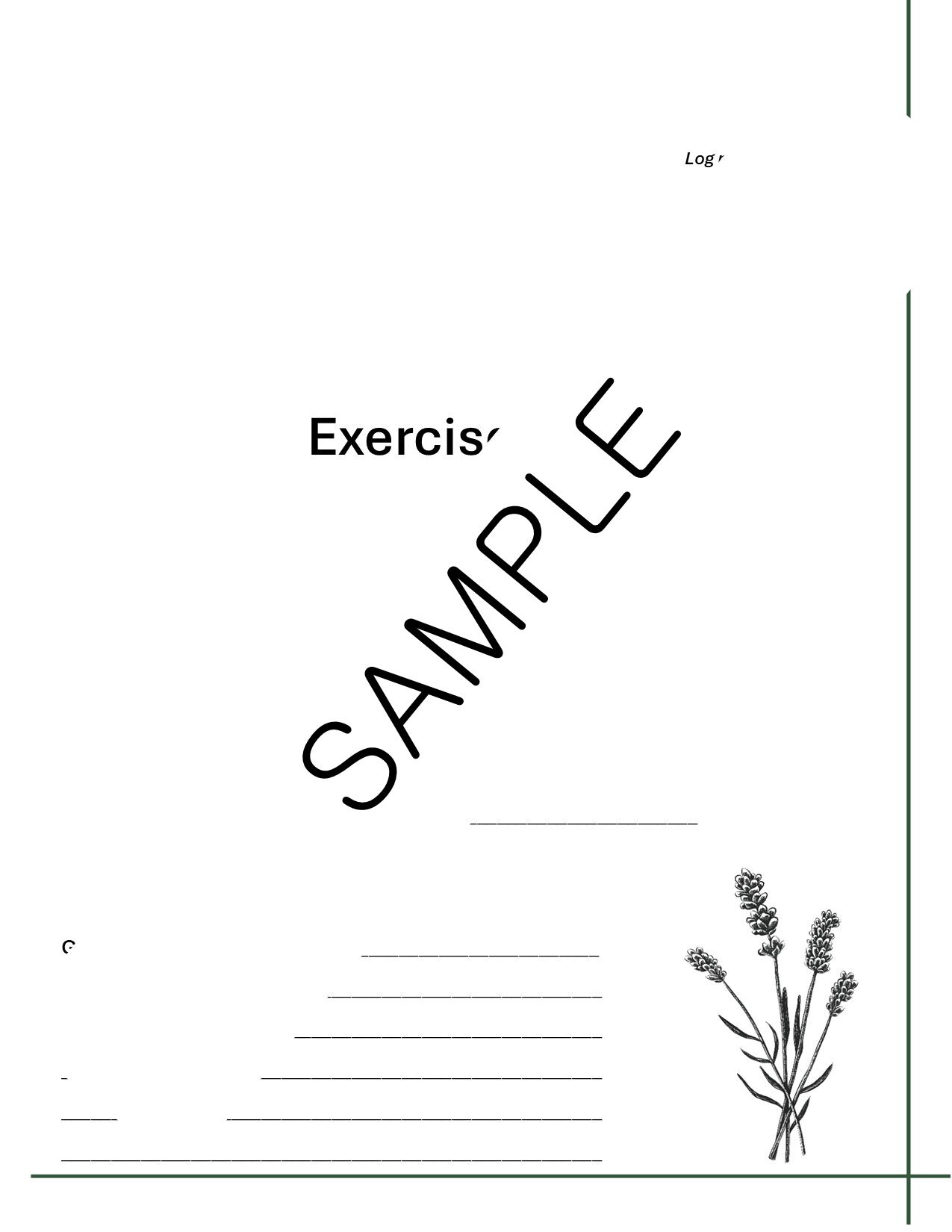 EXERCISE Log/ Physical Occupational THERAPY Log/ Fitness Log/ Tracker ...