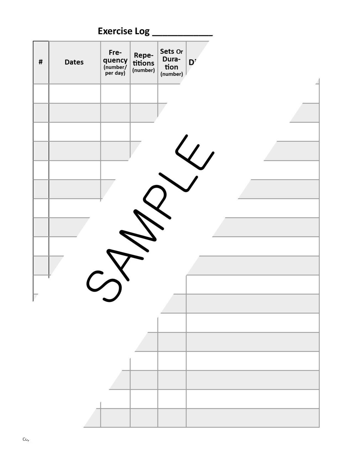 EXERCISE Log/ Physical Occupational THERAPY Log/ Fitness Log/ Tracker ...