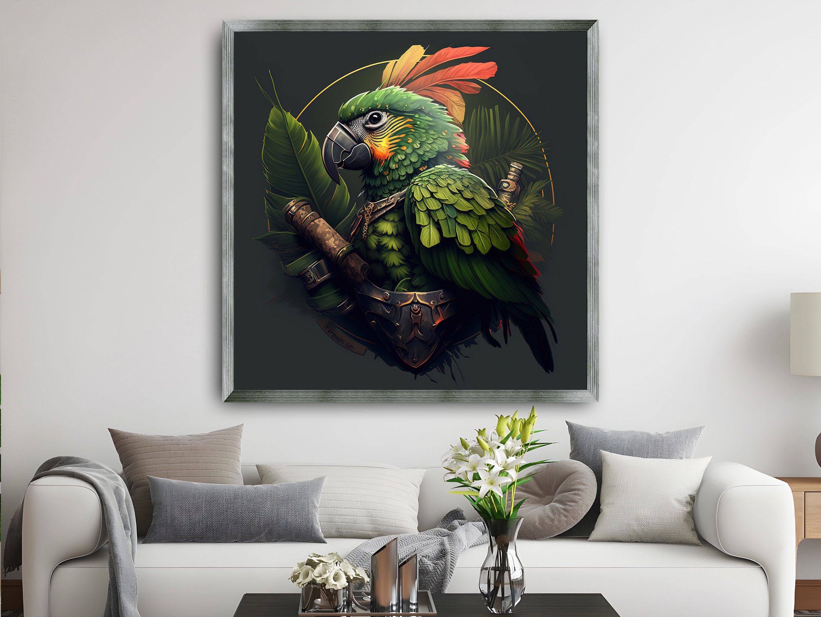 Emerald Explorer: the Tropical Parrot,vibrant Voyager, Tropical Parrot ...