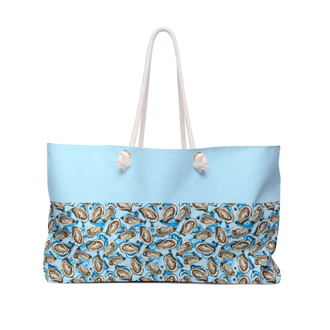 Oyster Print Beach Tote: Large Travel Bag With Rope Handles - Etsy