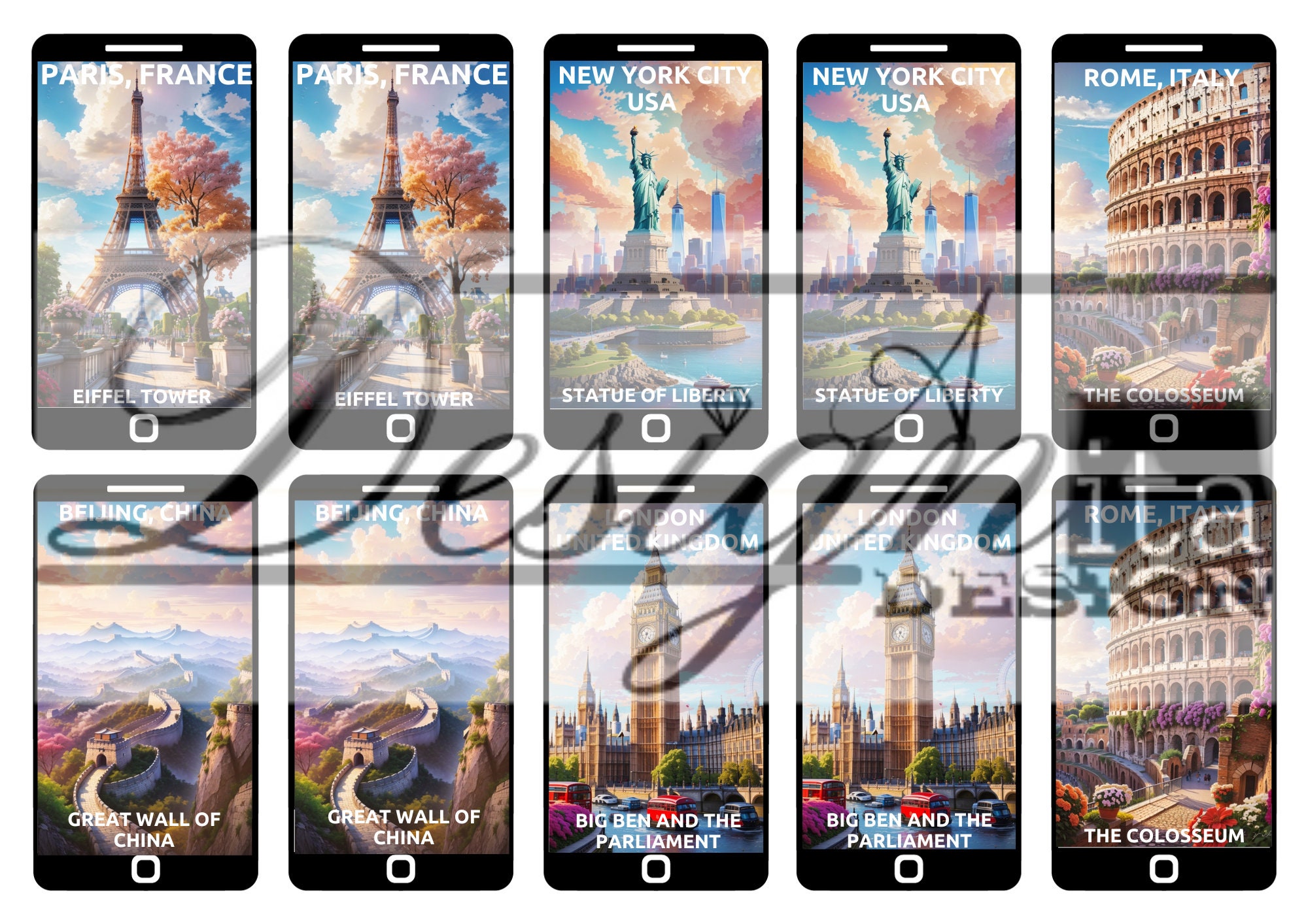 Flashcards for Kids Printable Memory Card Game Landmarks - Etsy Australia