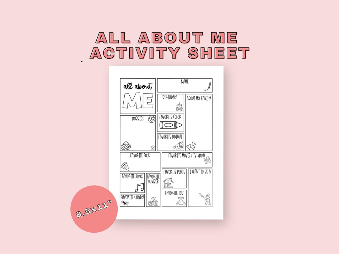 All About Me Printable Activity Printable Activity - Etsy