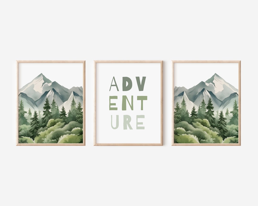Nursery Decor Mountain Adventure, Nursery Wall Art, Boy Nursery Decor ...
