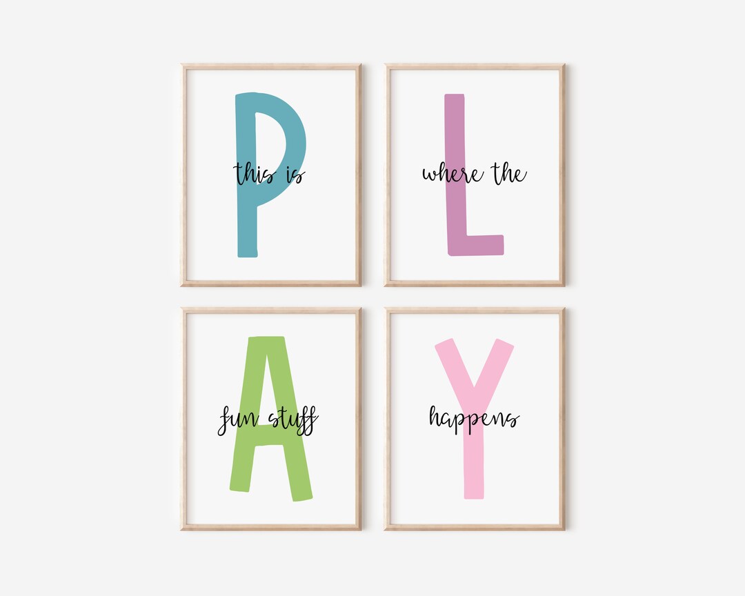 Playroom Posters Set of 4 | Playroom Wall Art | Kids Room Decor ...