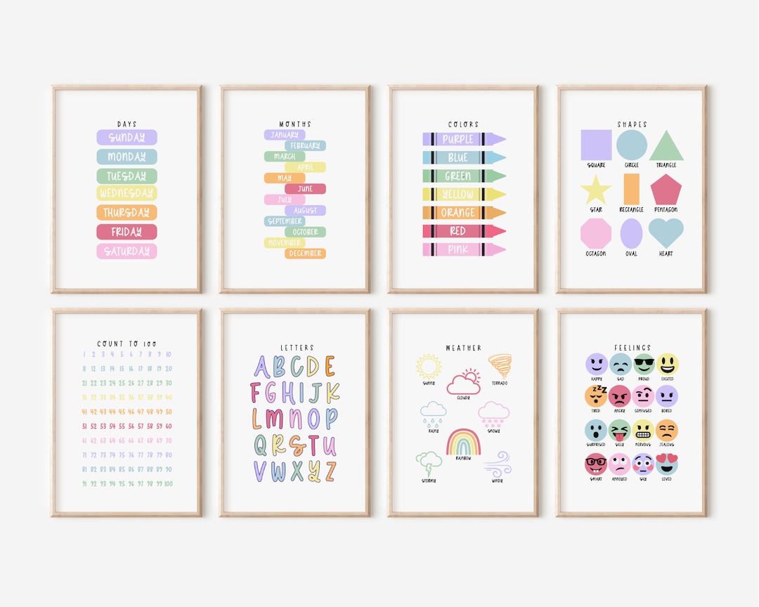 Printable Educational Posters: Set of 8 | Classroom Decor | Playroom ...