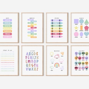 Printable Educational Posters: Set of 8 Classroom Decor Playroom Decor ...