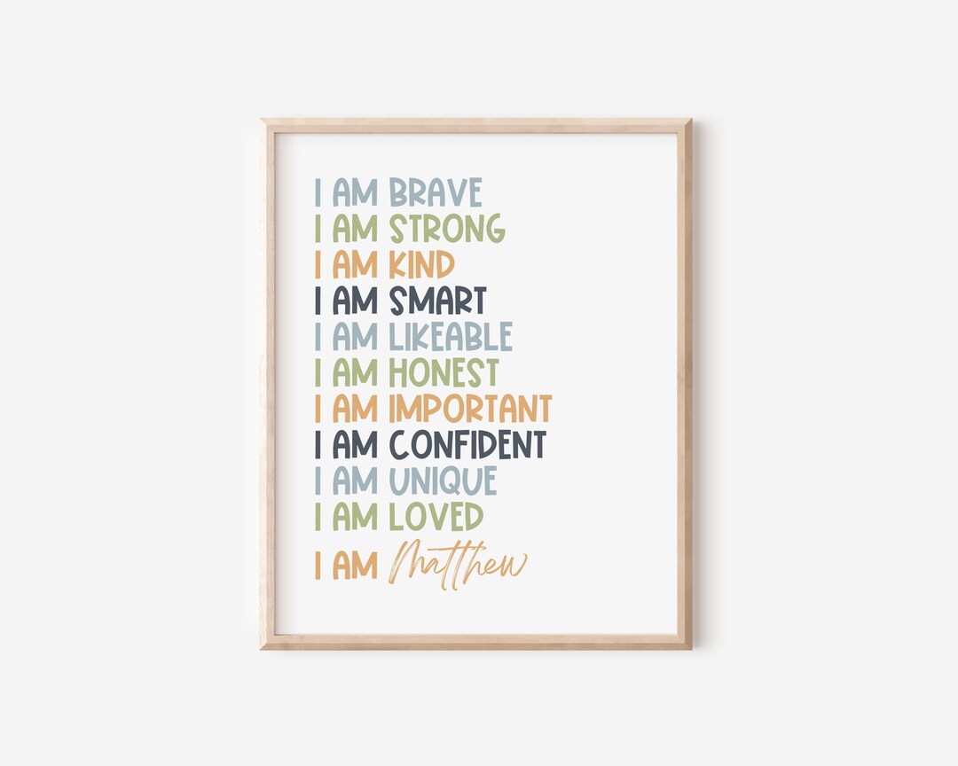 I Am, Positive, Affirmations, Personalized, Nursery Print, Childs Print ...