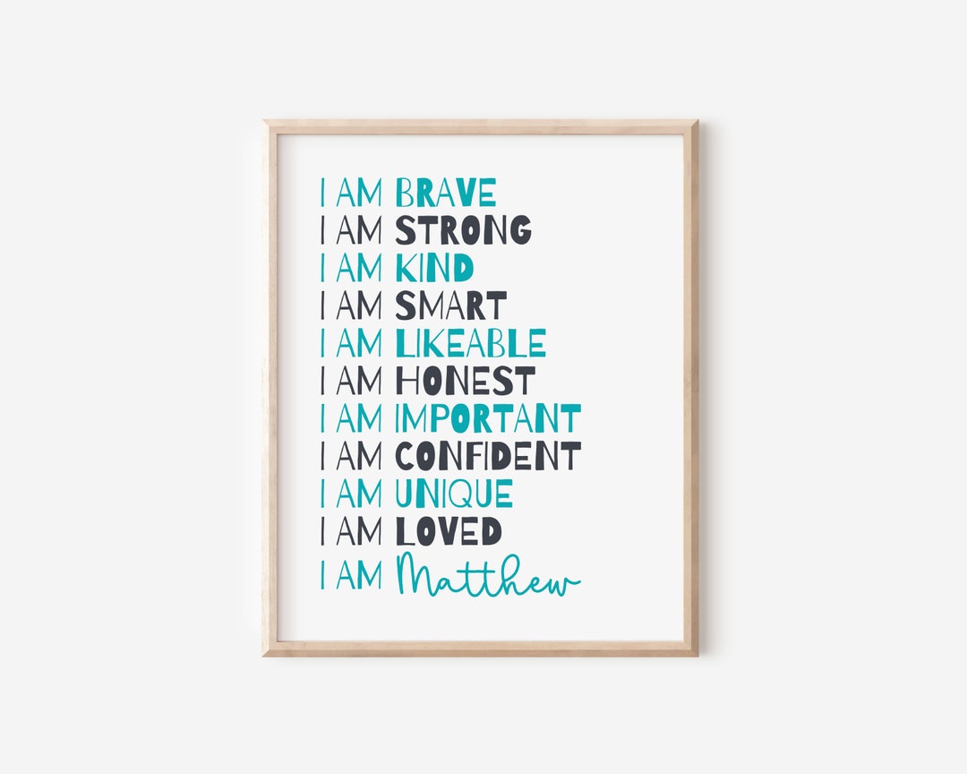 I Am, Positive, Affirmations, Personalized, Nursery Print, Childs Print ...