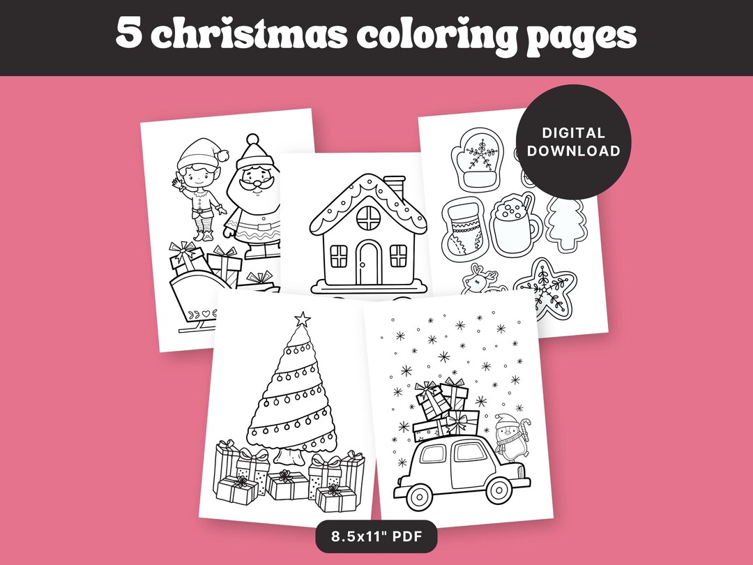 Christmas Coloring Pages Bundle | Christmas Tree With Presents Coloring ...