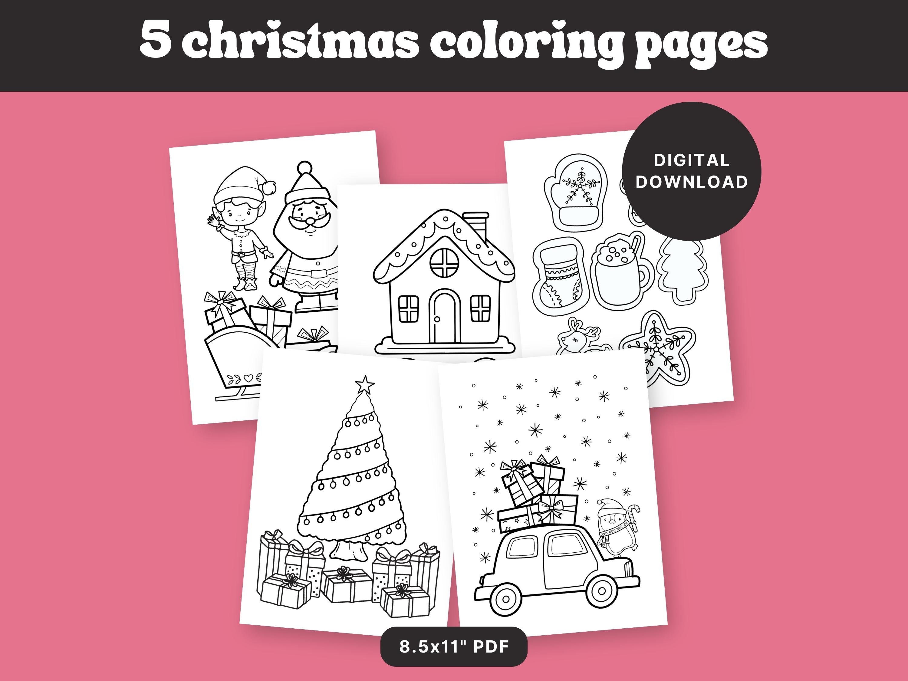 Christmas Coloring Pages Bundle Christmas Tree With Presents Coloring ...