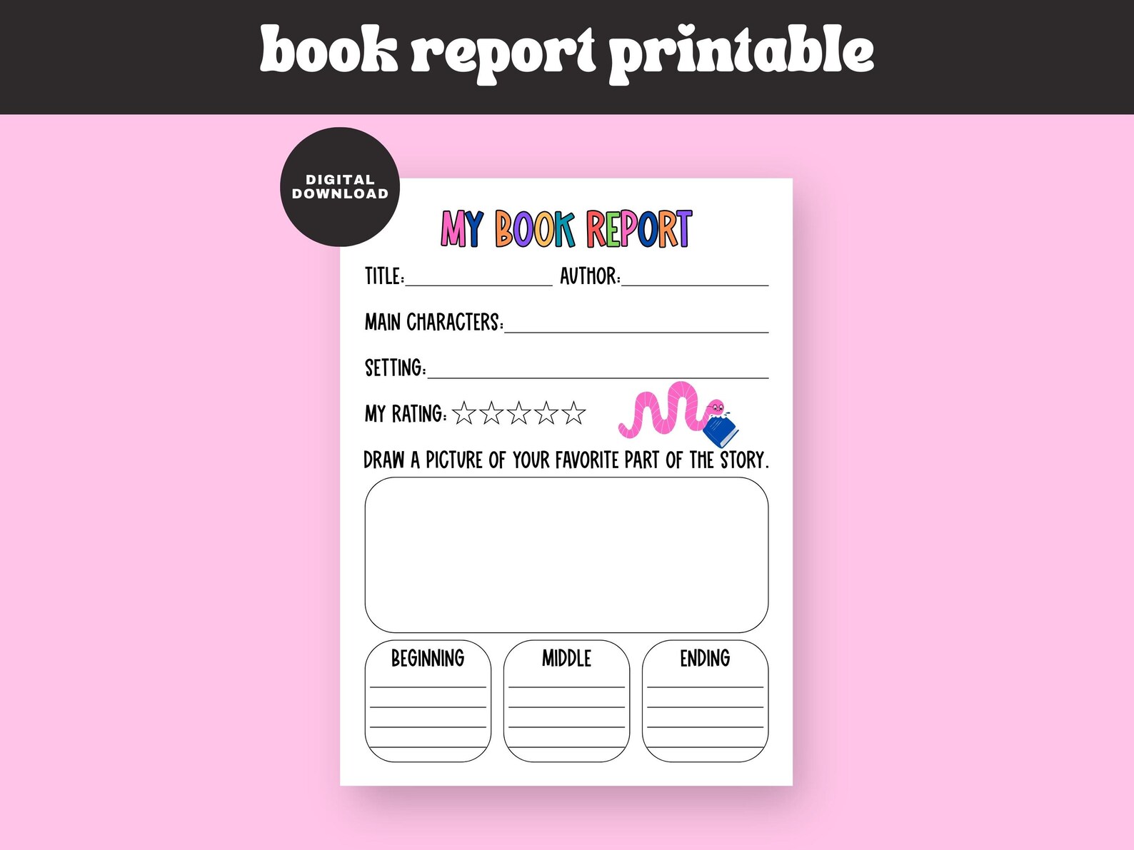 Engaging Book Report Worksheet | Book Review | Reading Worksheet ...