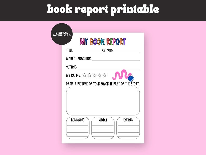 Engaging Book Report Worksheet | Book Review | Reading Worksheet ...