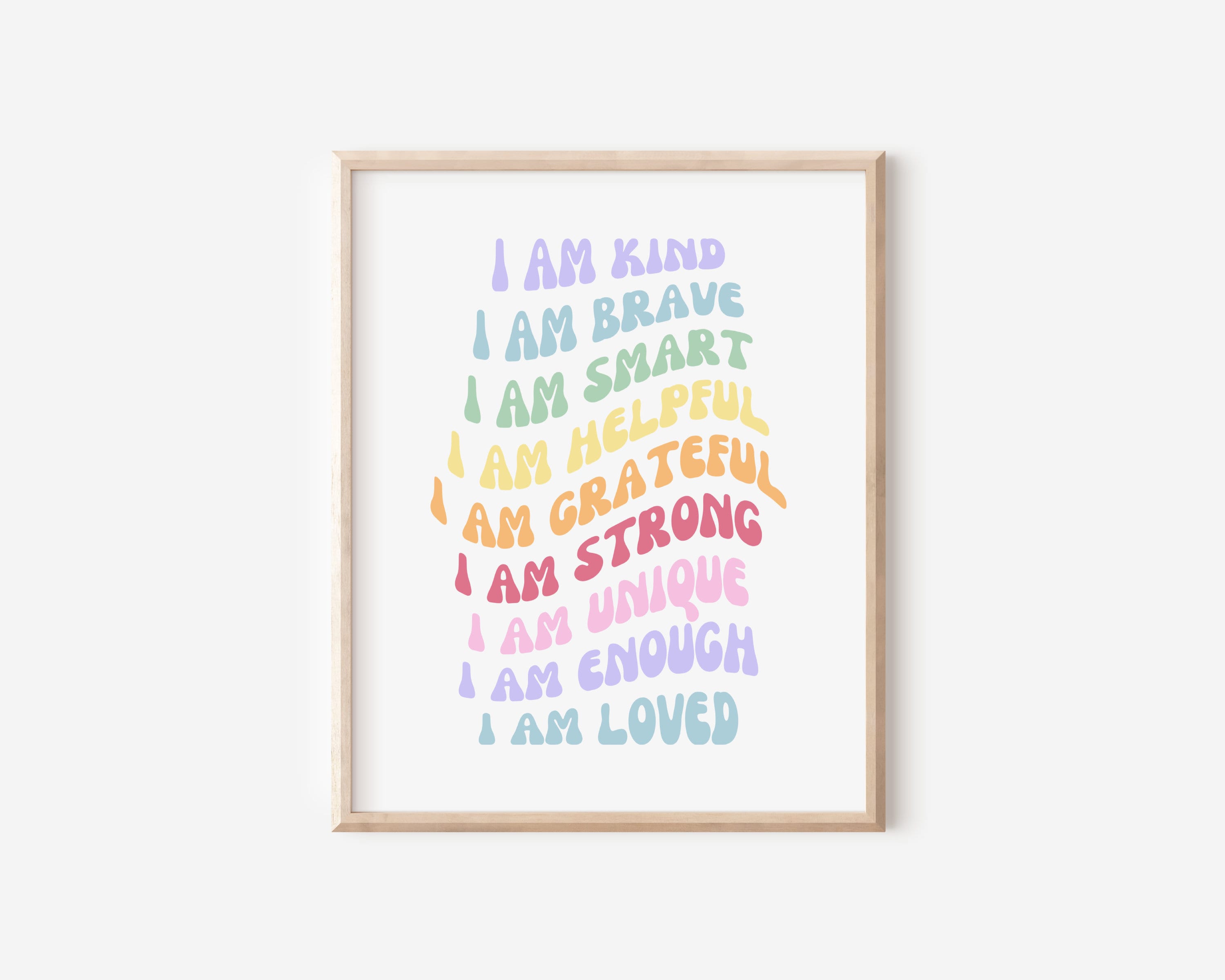 Rainbow Affirmations Wall Art | Affirmations Poster for Kids | I Am ...