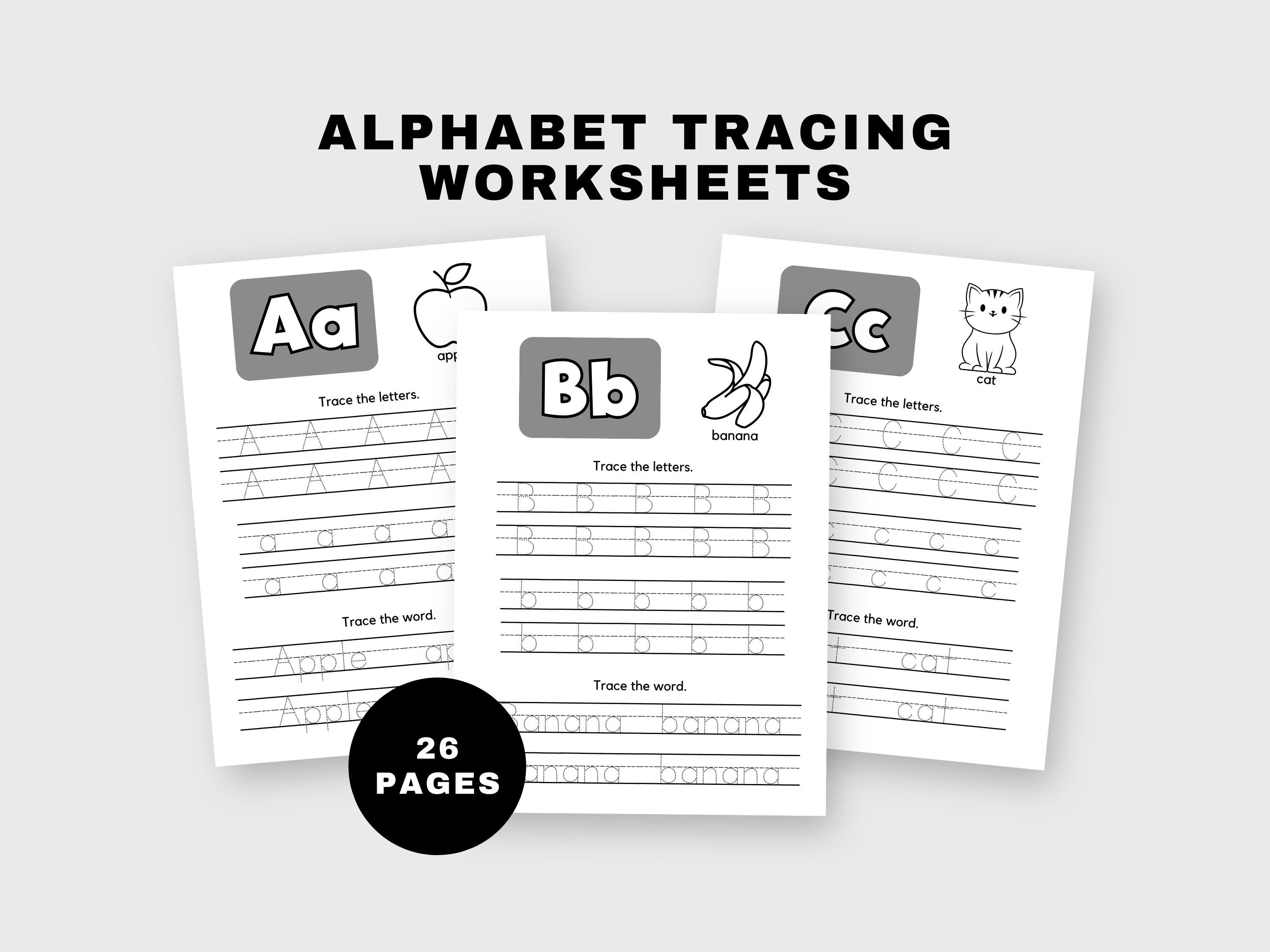 Printable ABC Tracing Worksheets Fun Learning Activities for - Etsy