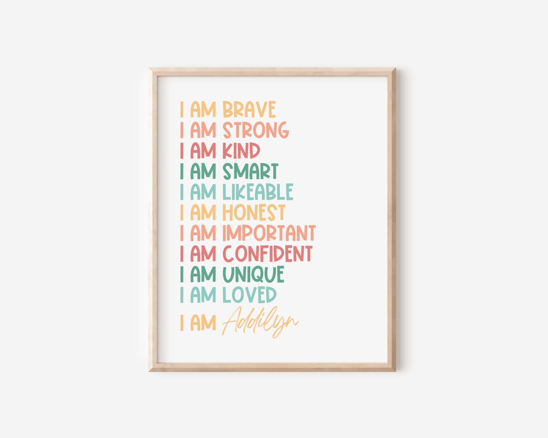 I Am, Positive, Affirmations, Personalized, Nursery Print, Childs Print ...